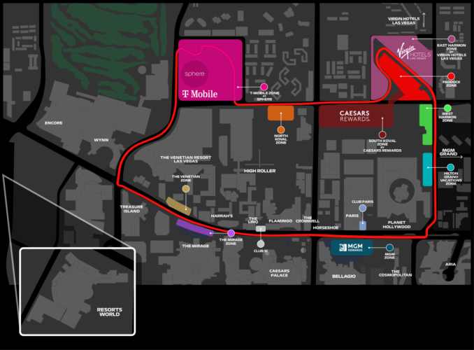Formula One Las Vegas Grand Prix 2023 Track Map - sportinglad | sportinglad